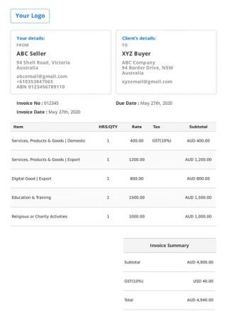 Australia Invoice Template | ???? Free Invoice Generator