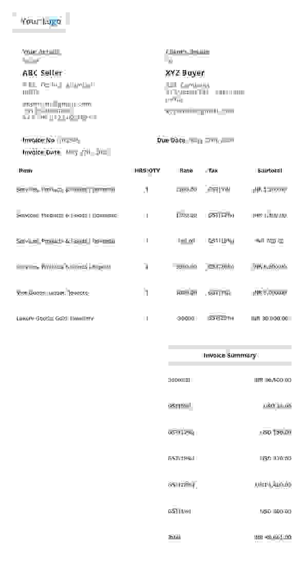 India Invoice Template | 📃 Create Indian Invoices Online
